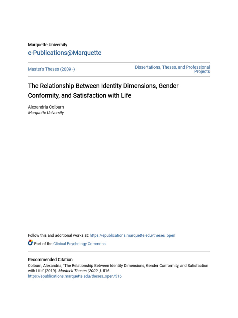 The Relationship Between Identity Dimensions Gender Conformity | PDF ...