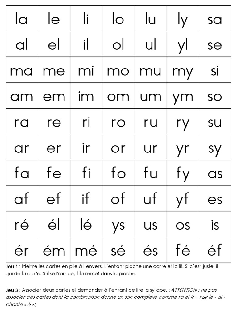 Activités de lecture avec cartes syllabes | PDF | Phonétique | Linguistique