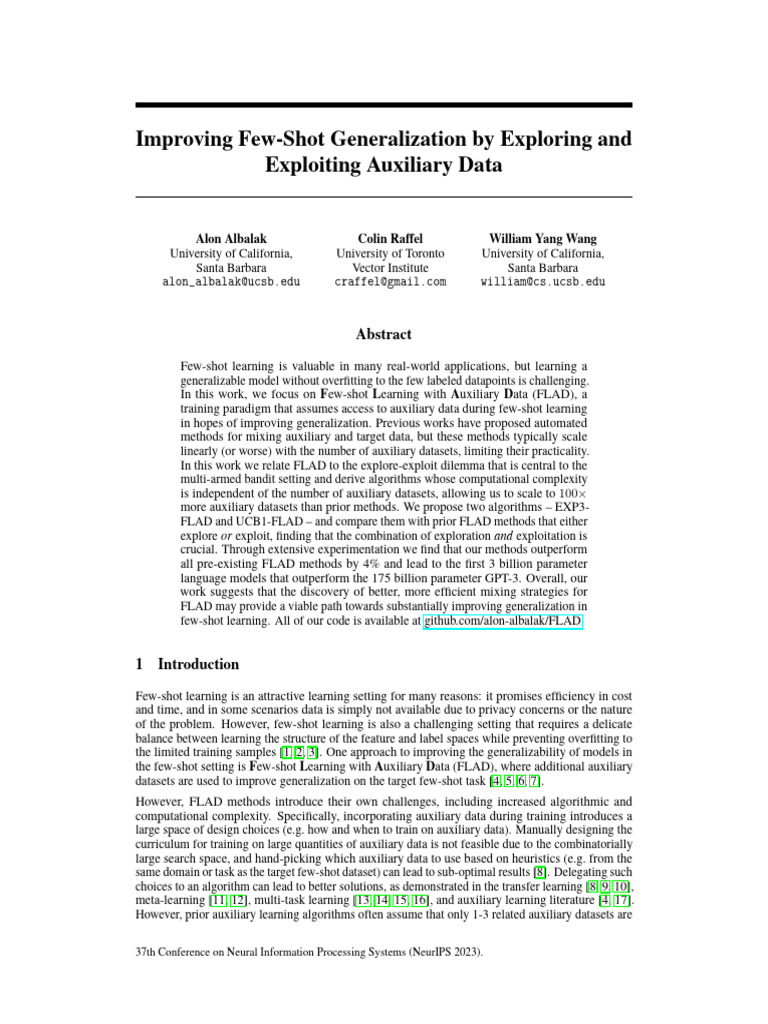 Improving Few-Shot Generalization by Exploring and Exploiting Auxiliary Data | PDF | Machine ...