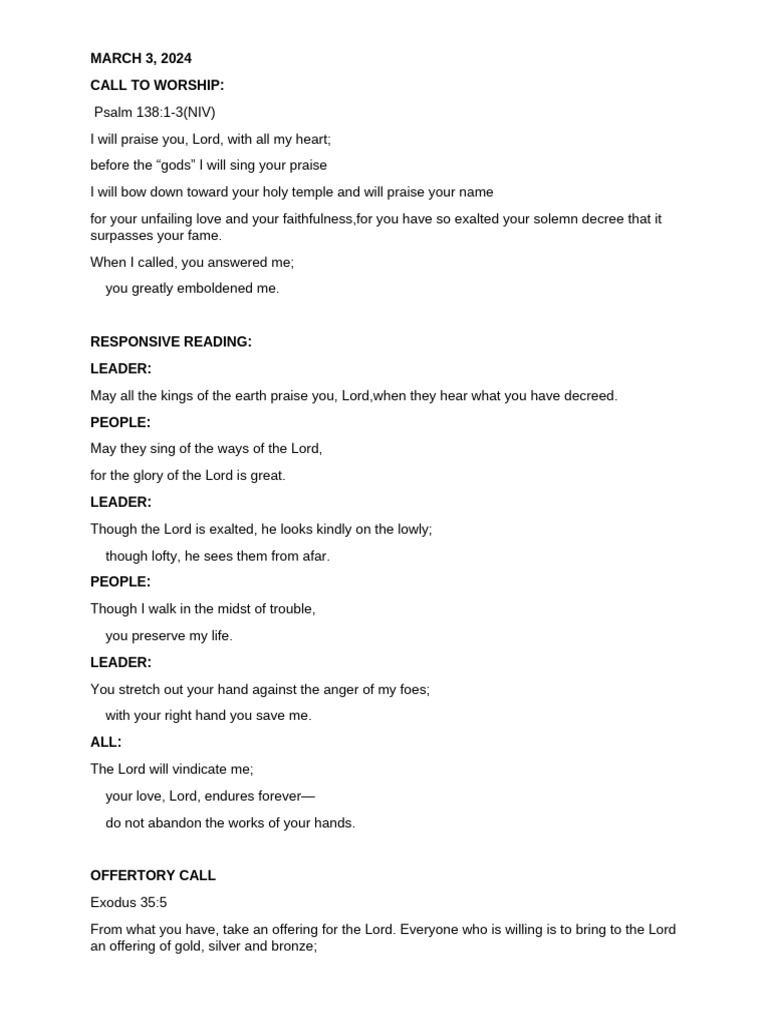 Call To Worship | PDF | Law