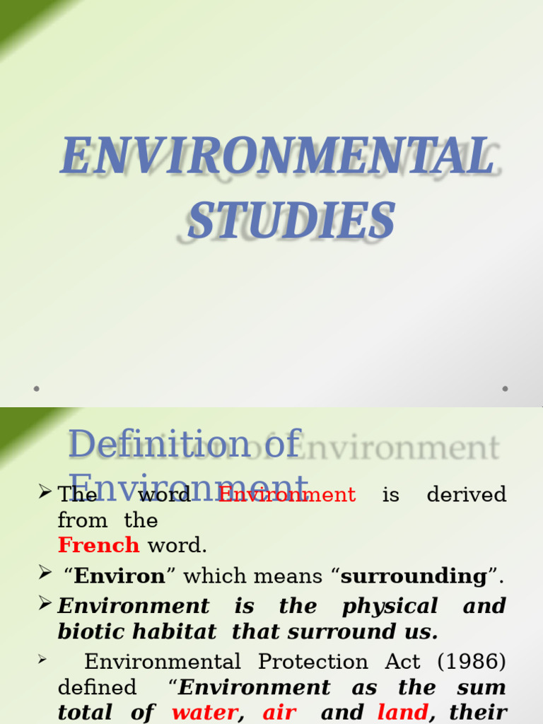 Module1 -Env 1 | PDF | Ecosystem | Natural Environment