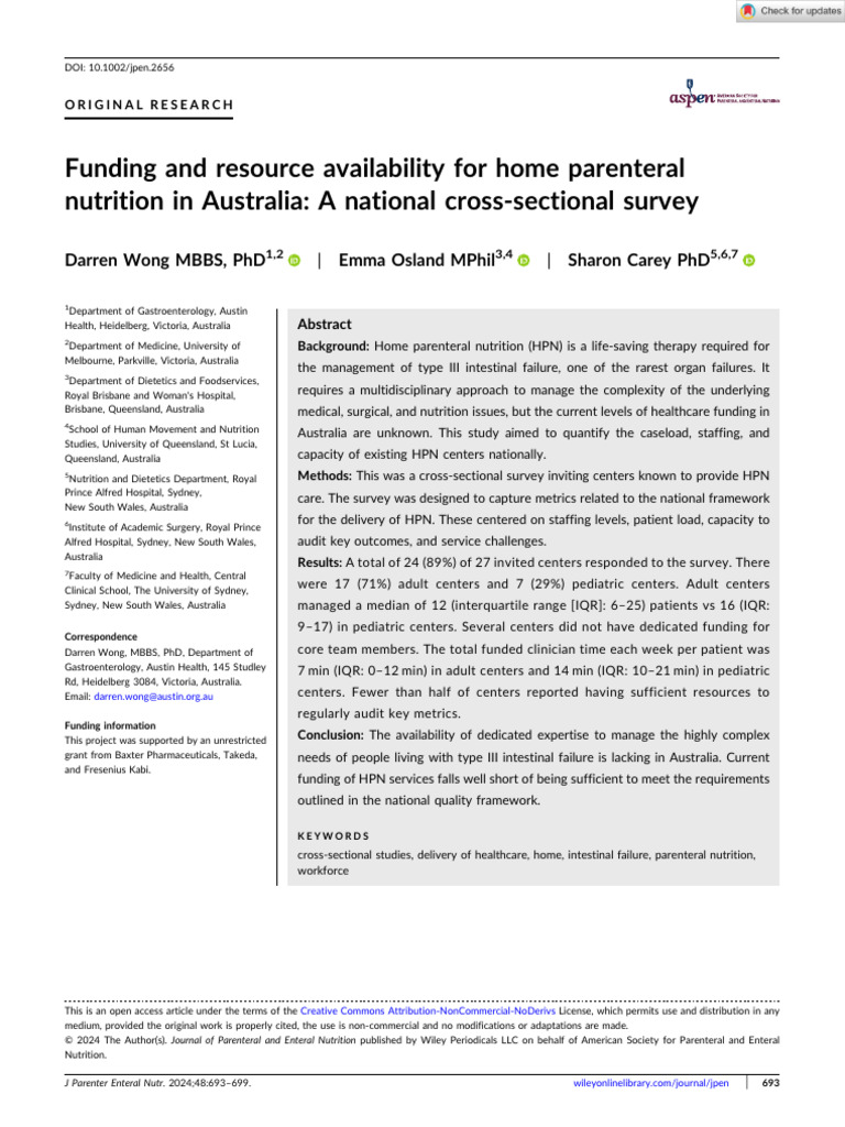 J Parenter Enteral Nutr - 2024 - Wong - Funding and Resource ...