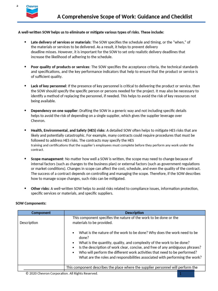 Scope of Work Guidelines and Checklist | PDF | Specification (Technical ...