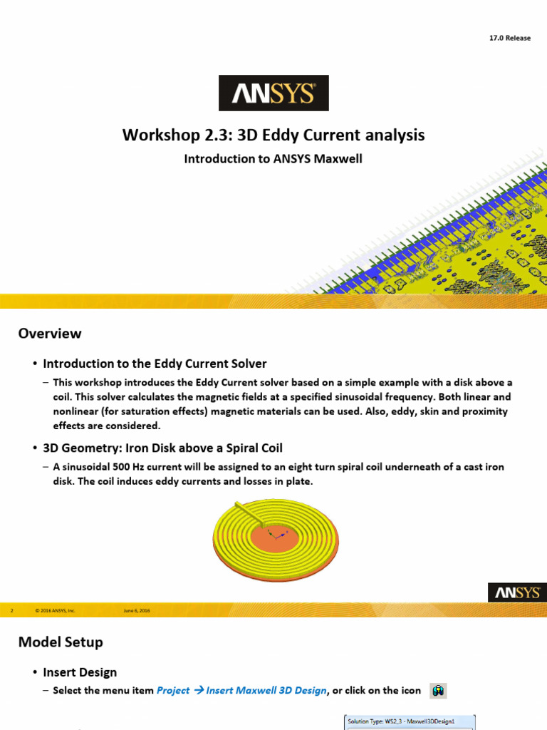Maxwell-Intro 17.0 WS2.3 Maxwell Eddy Current 3D | PDF | Inductor | Materials Science