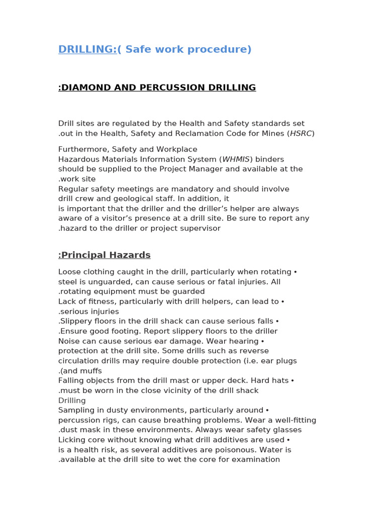 Drilling Safe Work Procedures | PDF | Blowout (Well Drilling) | Safety