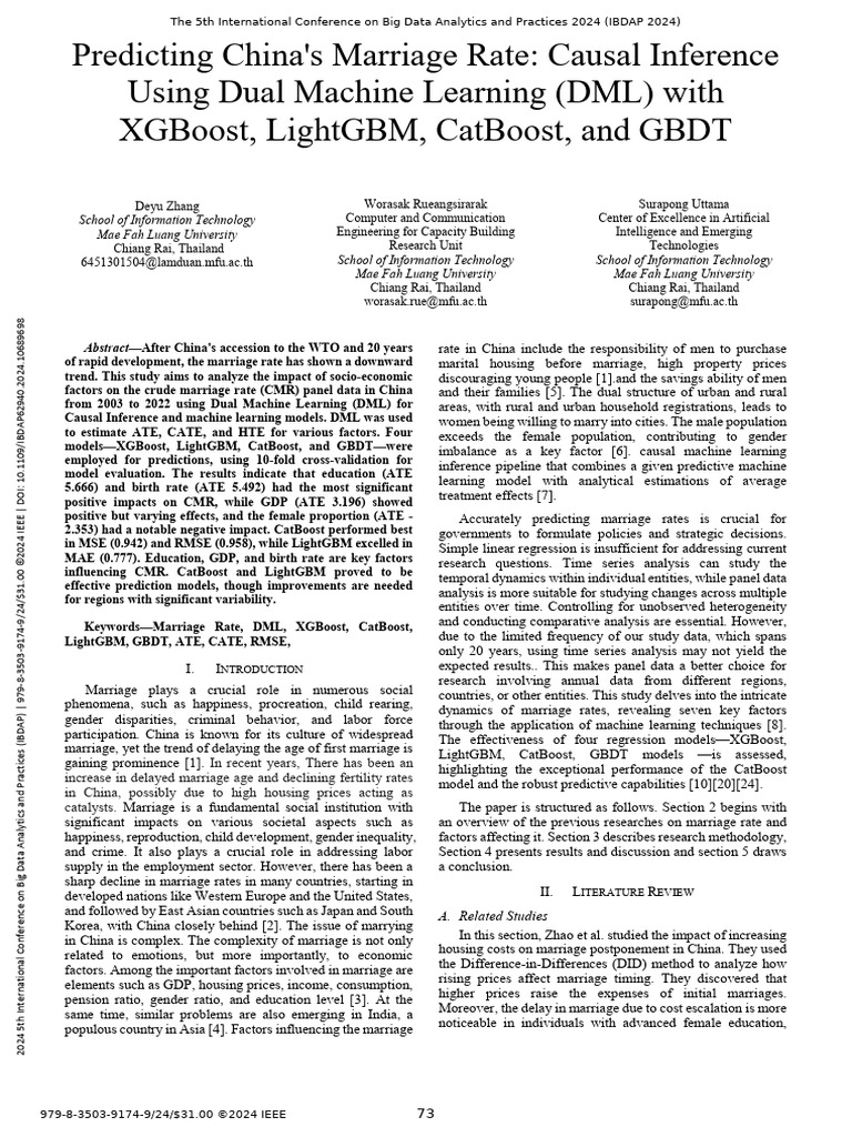 Predicting Chinas Marriage Rate Causal Inference Using Dual Machine Learning DML With XGBoost ...