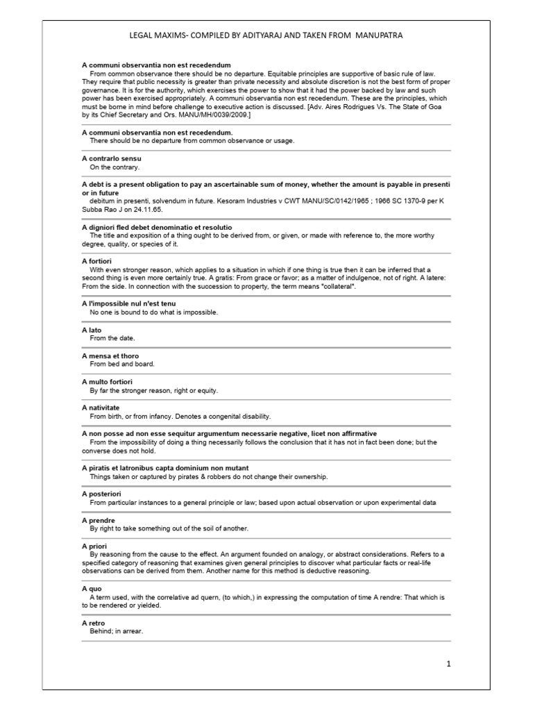 Legal Maxims Compilation | PDF | Lawsuit | Justice