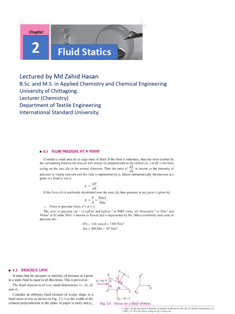 Fluid Statics - ch2 | PDF | Science & Mathematics