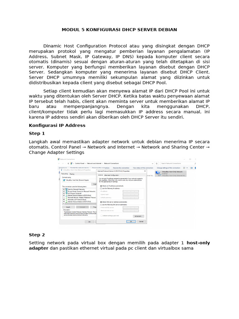 Modul 5 Konfigurasi DHCP Server Debian | PDF