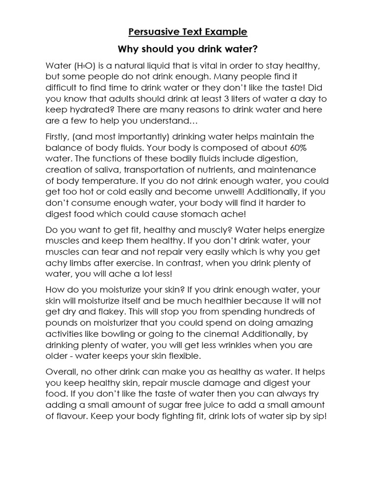 Persuasive Writing Example and Planning Template | PDF | Water