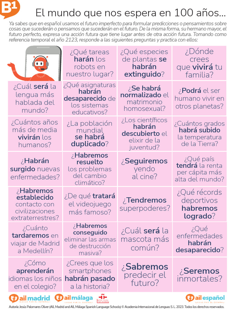 Ejercicio Espanol Contraste Futuro Perfecto Imperfecto | PDF