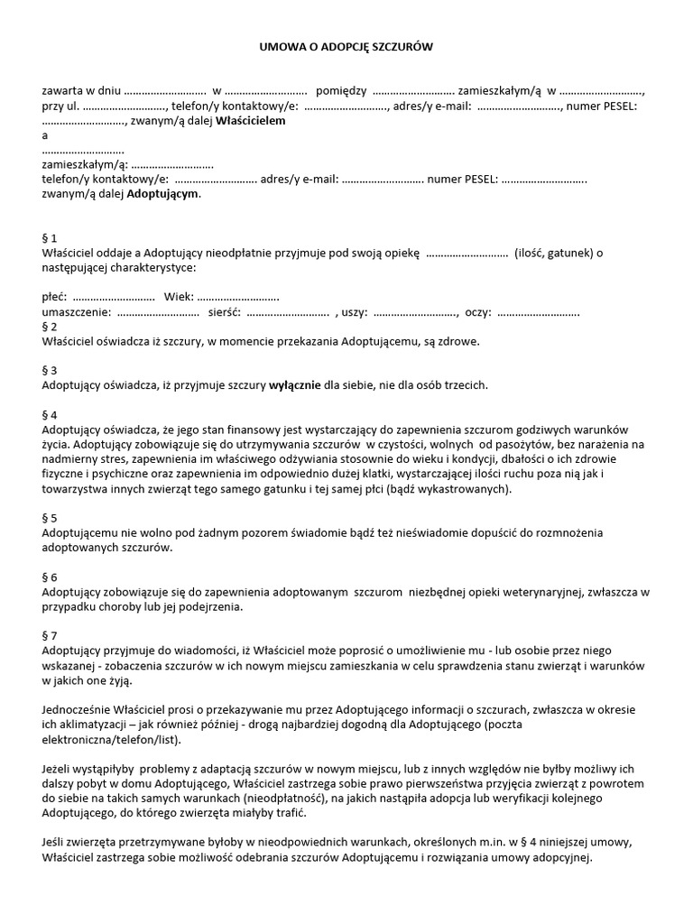 Umowa Adopcyjna | PDF