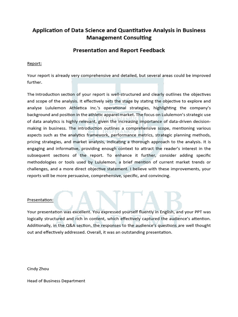Jiarui Li - Feedback | PDF