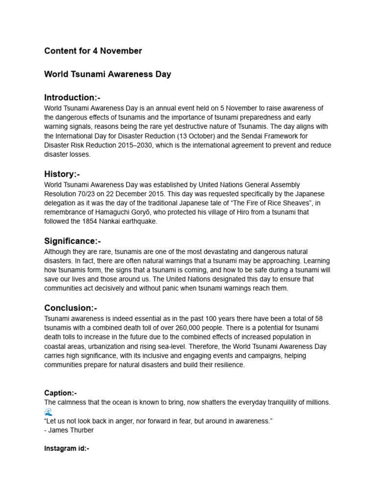 World Tsunami Awareness Day | PDF