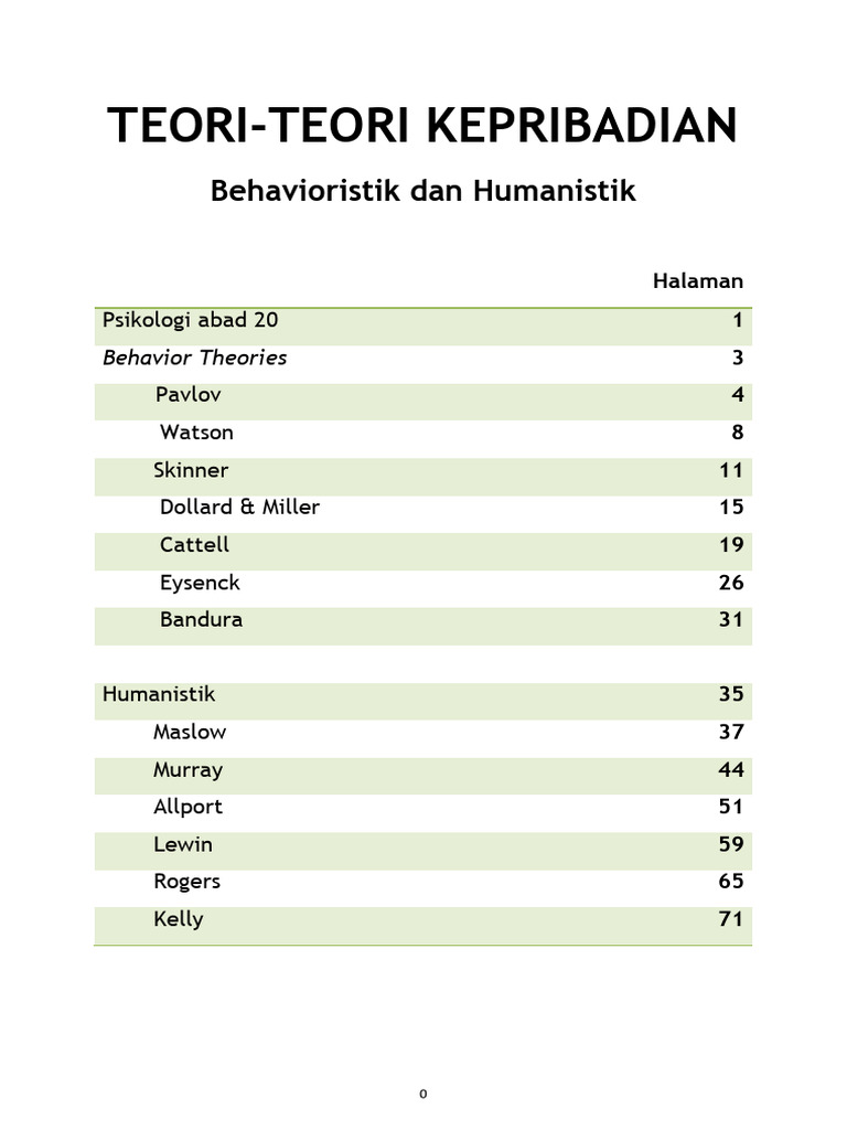 Teori Kepribadian (Behavioristik & Humanistik) | PDF | Sains & Matematika