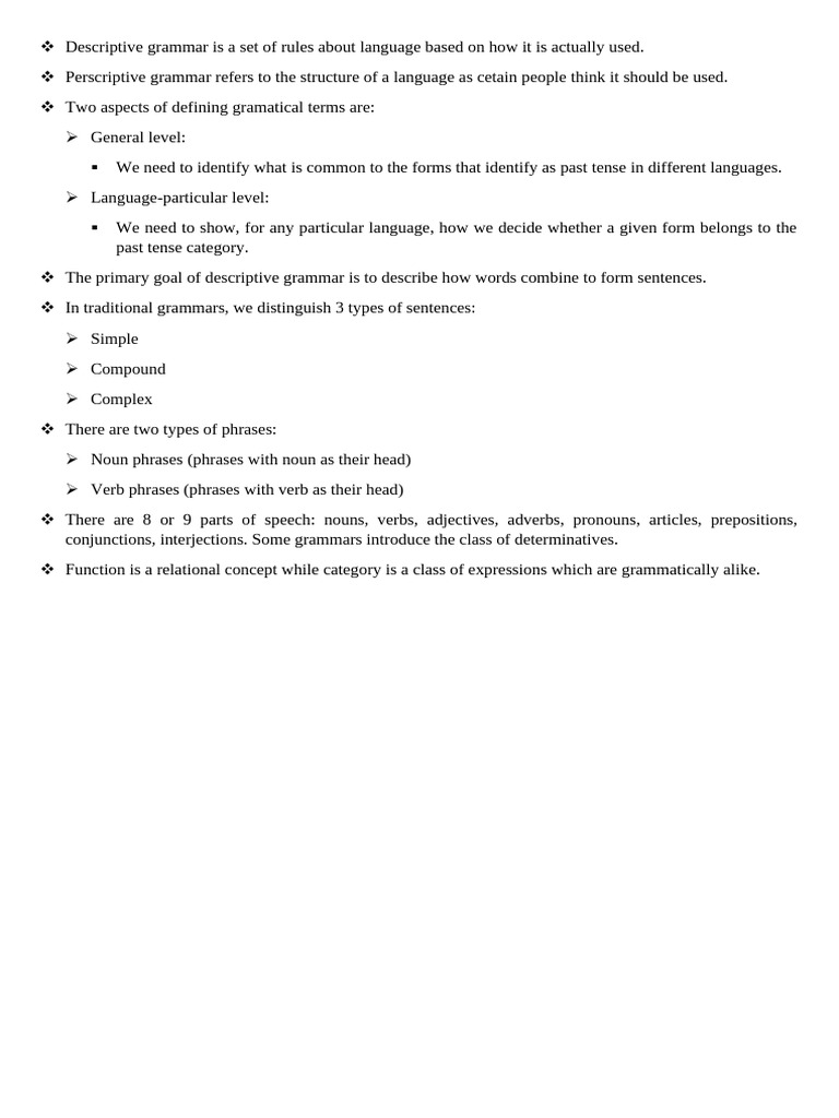 Descriptive vs. Prescriptive Grammar Guide | PDF