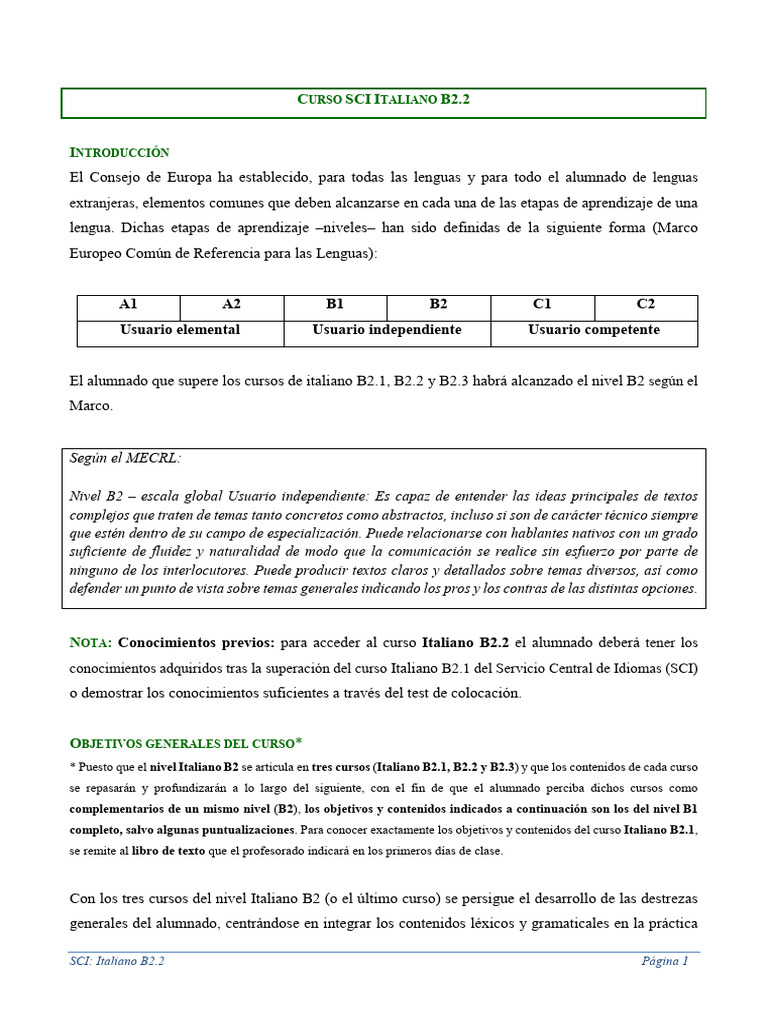 Docencia Programacion Italiano b2 2 | PDF | Léxico | Idioma italiano