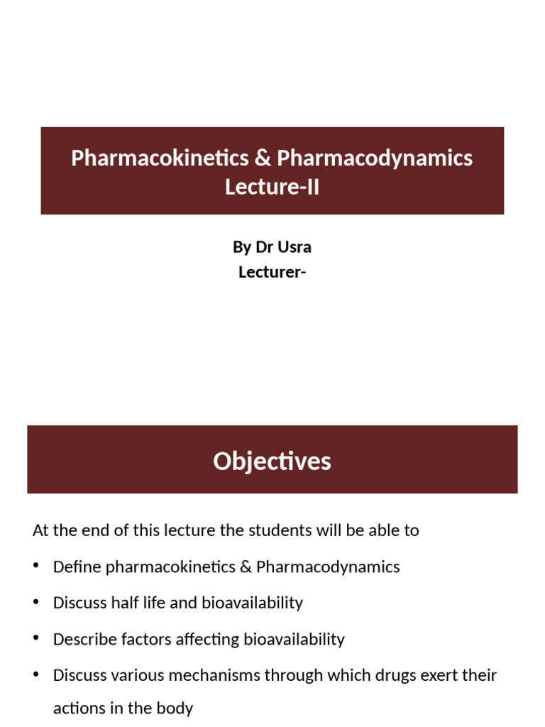 Pharmacokinetics and Pharmacodynamics Overview | PDF | Receptor ...