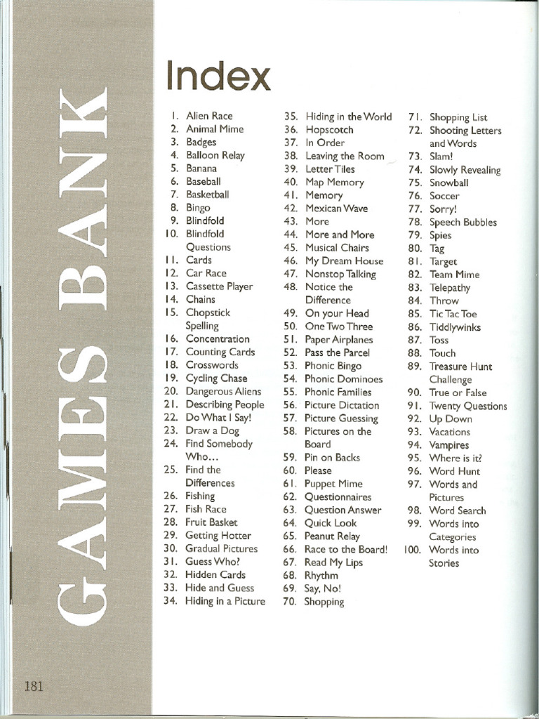 100 Games Teaching English | PDF | Classics