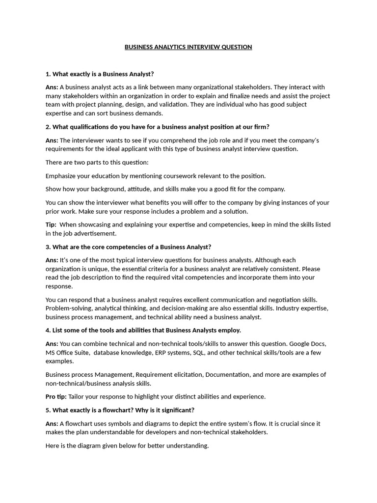 Business Analytics Interview Question | PDF | Business Analysis ...