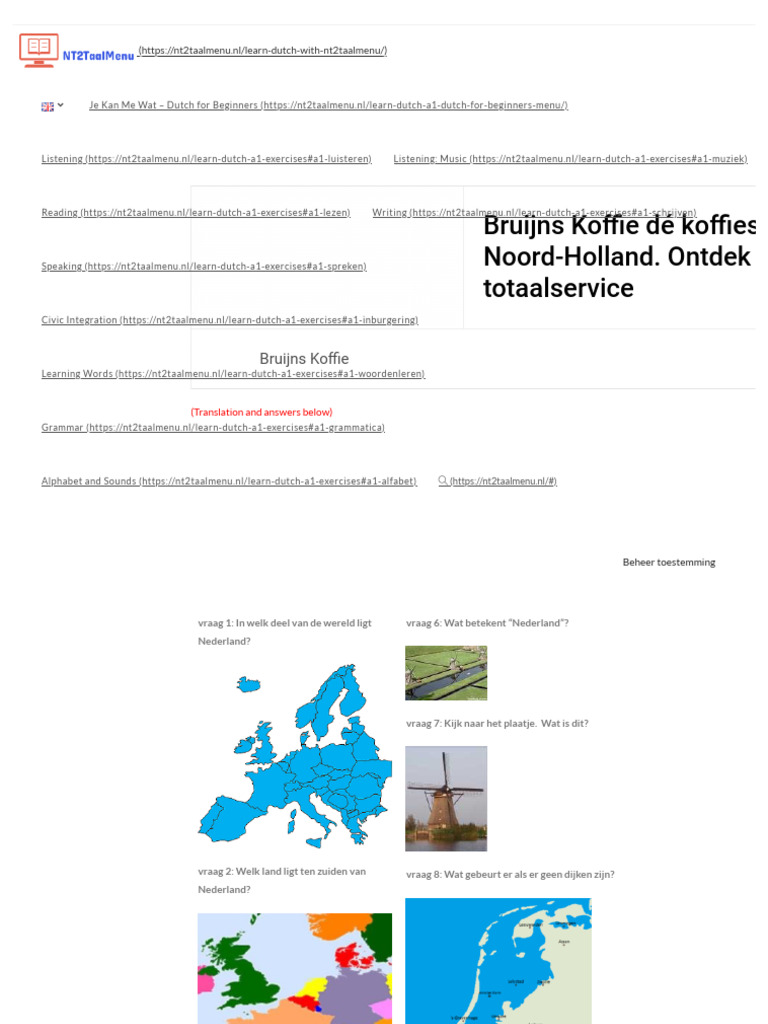 Learn Dutch - A1 - Civic Integration - Questions 1 - NT2 TaalMenu | PDF