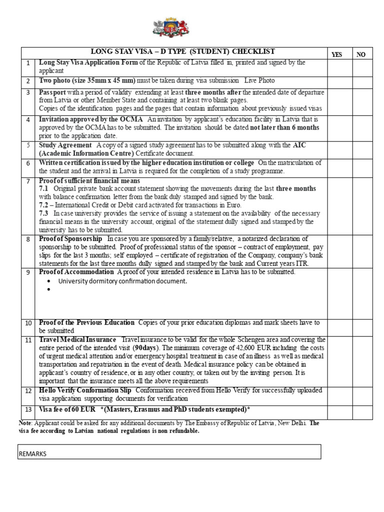Checklist For Student Visa D | PDF | Travel Visa | Visa Inc.