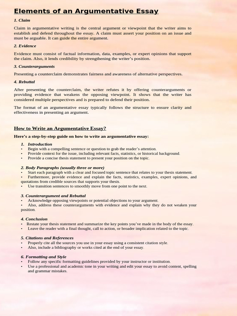 Elements of An Argumentative Essay | PDF | Essays | Argument
