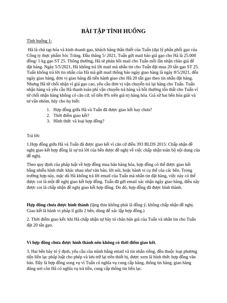 Bai Tap Tinh Huong LKD | PDF