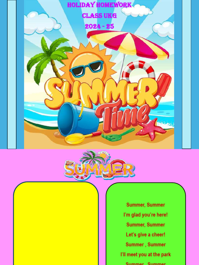 UKG Holiday Homework 24-25 UKG B | PDF