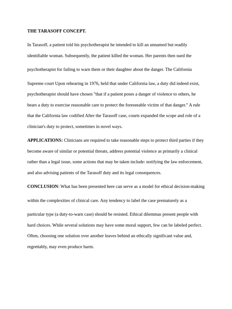 Tarasoff Concept | PDF | Social Science | Self-Improvement