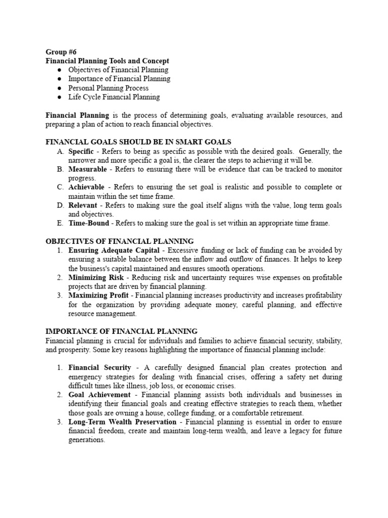Financial Planning Tools and Concept | PDF | Goal | Retirement