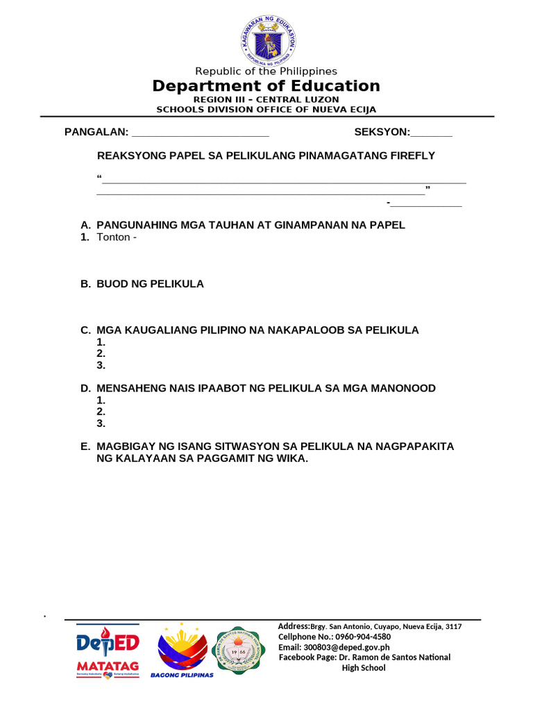 Reaction Paper Format | PDF