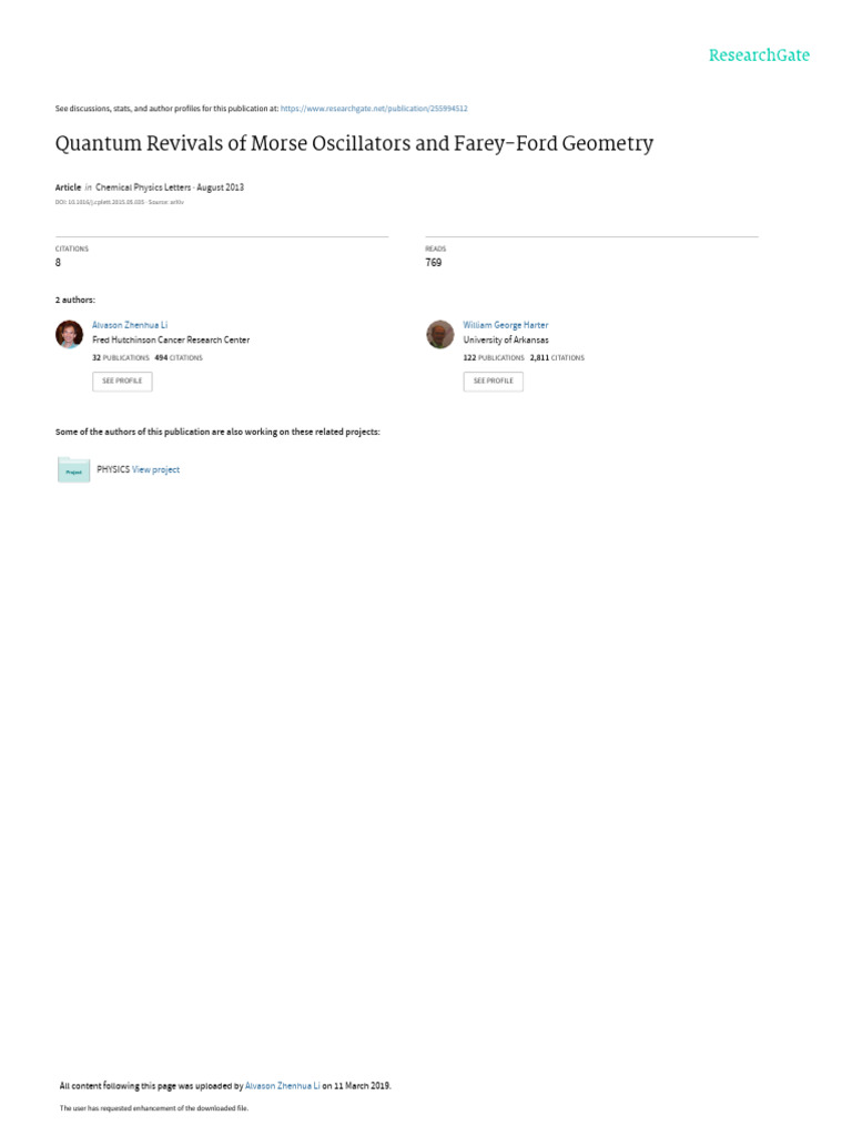 Quantum Revivals of Morse Oscillators and Farey-Fo | PDF | Energy Level ...