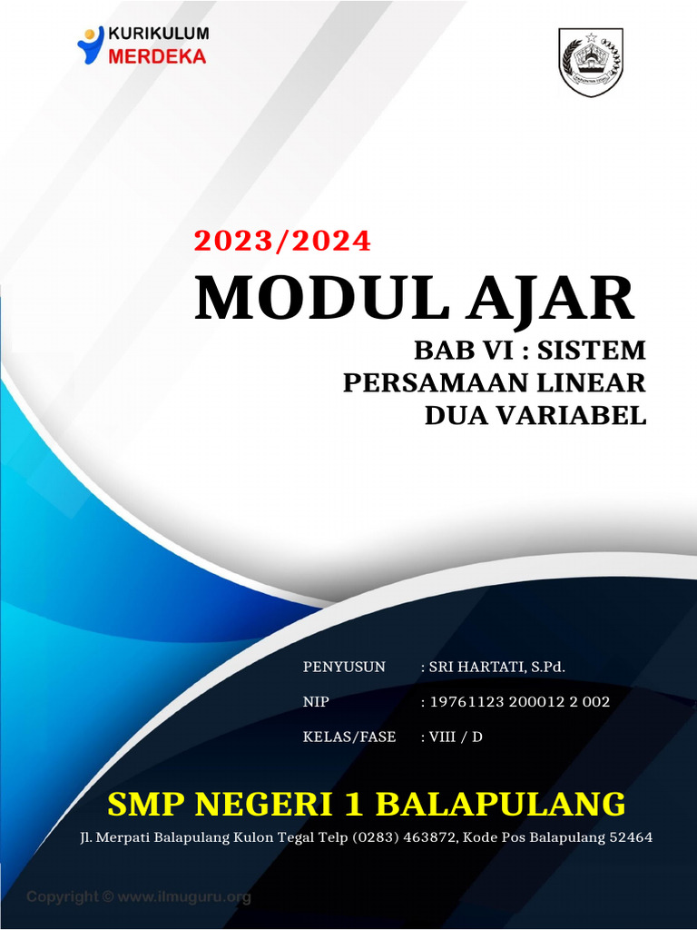 Modul Ajar SPLDV Kelas VIII 2023 | PDF