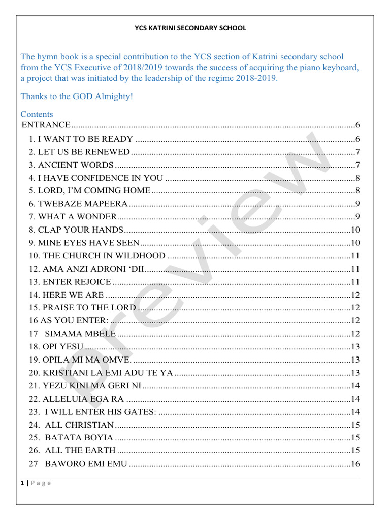 Ycs Katrini Hymns Book 2023 Edition | PDF | Jesus | Eucharist