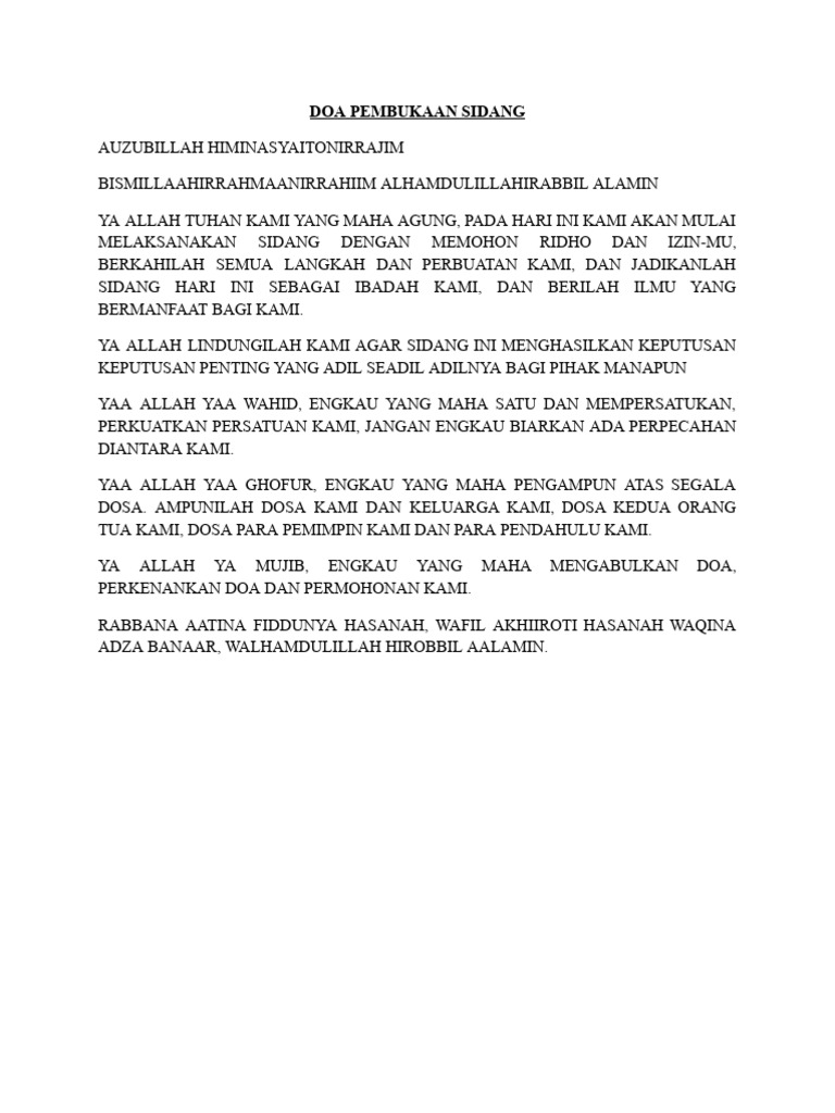 Doa Pembukaan Sidang | PDF | Hukum