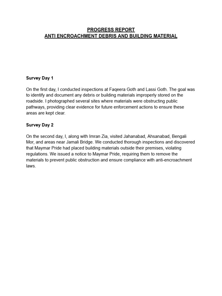 Progress Report Anti Encroachment | PDF | Travel | Science & Mathematics