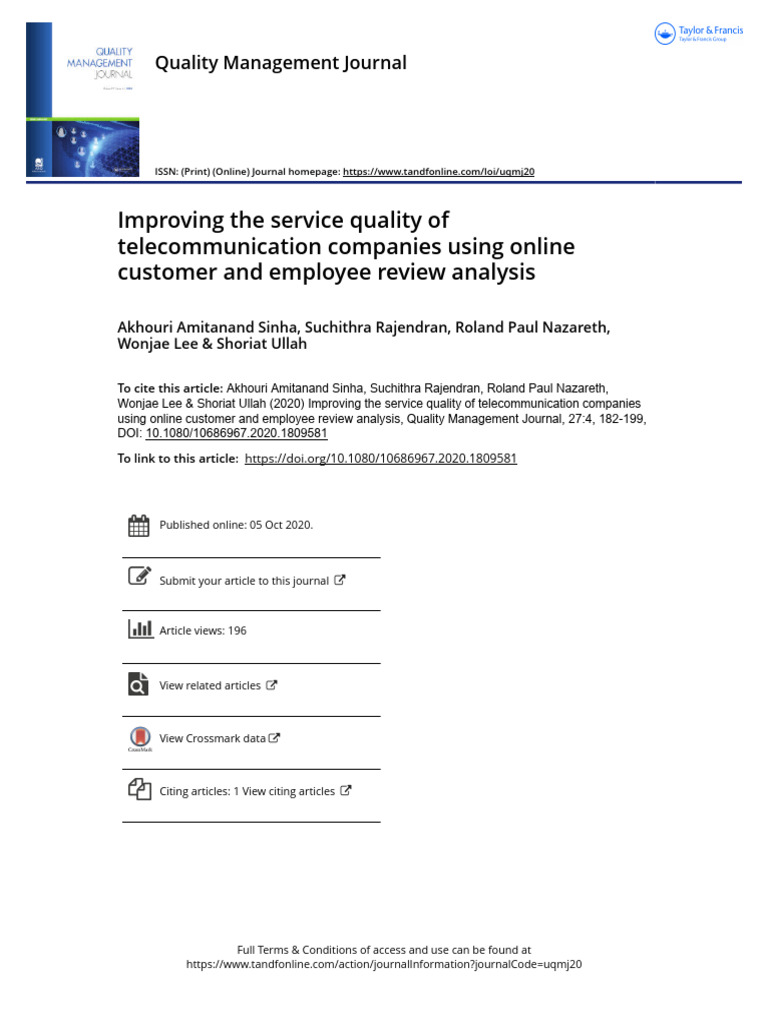 Improving The Service Quality of Telecommunication Companies Using ...