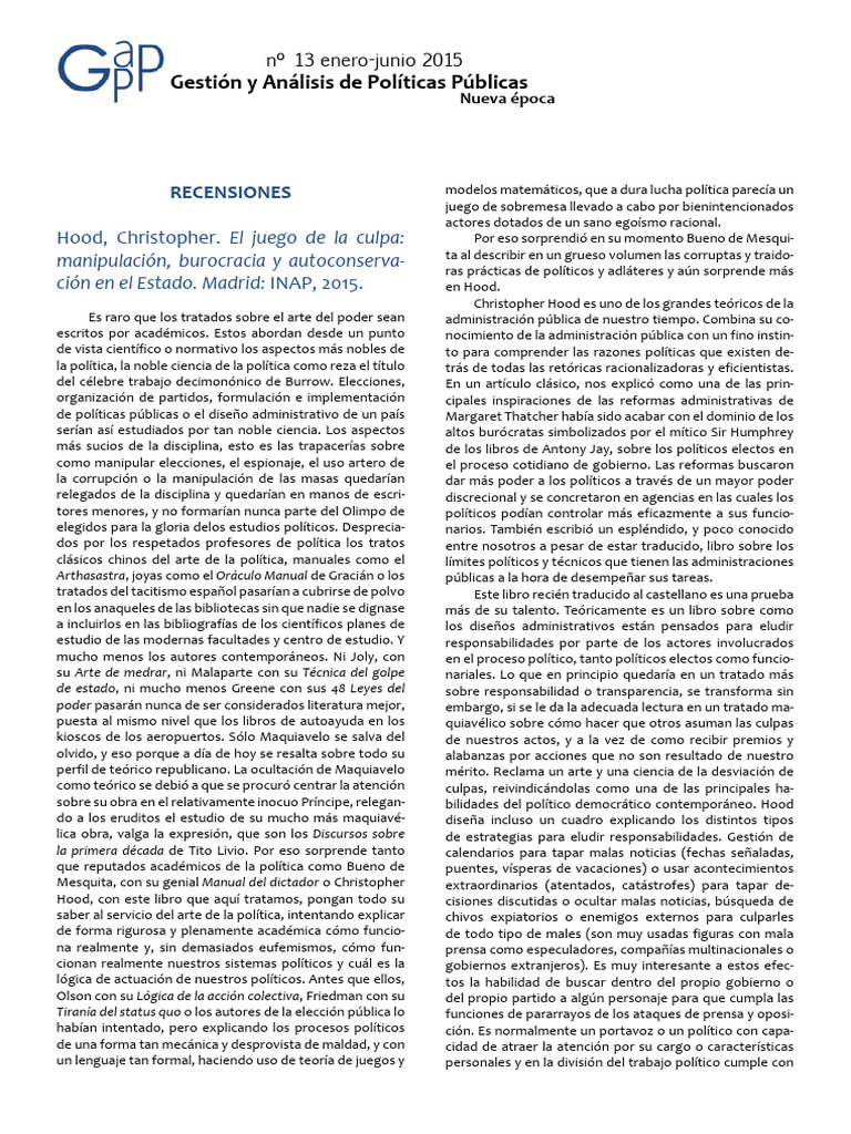 El arte de eludir culpas políticas | PDF | Gestión de recursos humanos ...