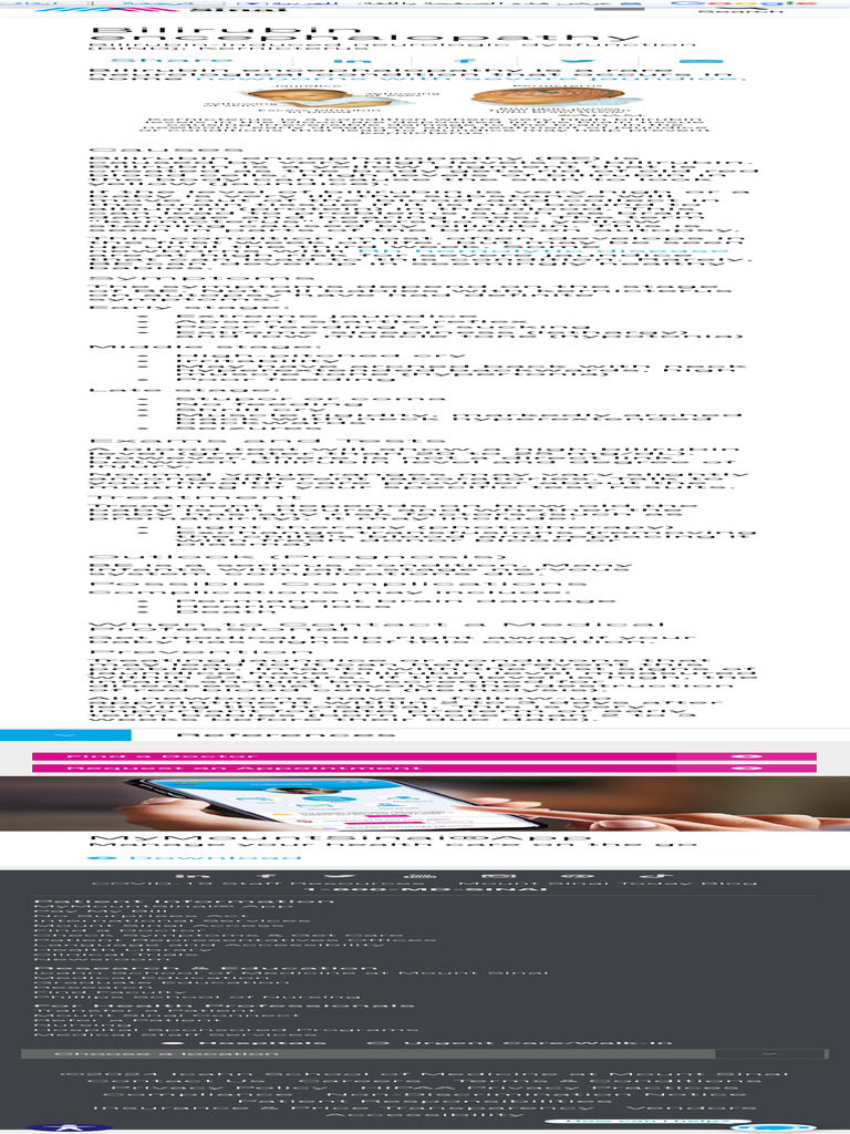 Bilirub Encephalopathy Information Mount Sina | PDF | Medicine | Human ...