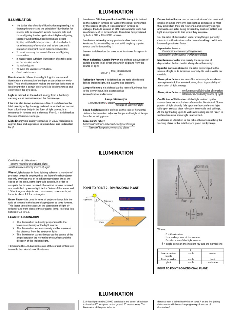 Topic 2 Illumination | PDF | Lighting | Quantity