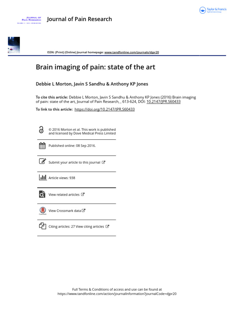 Brain Imaging of Pain State of The Art | PDF | Functional Magnetic ...