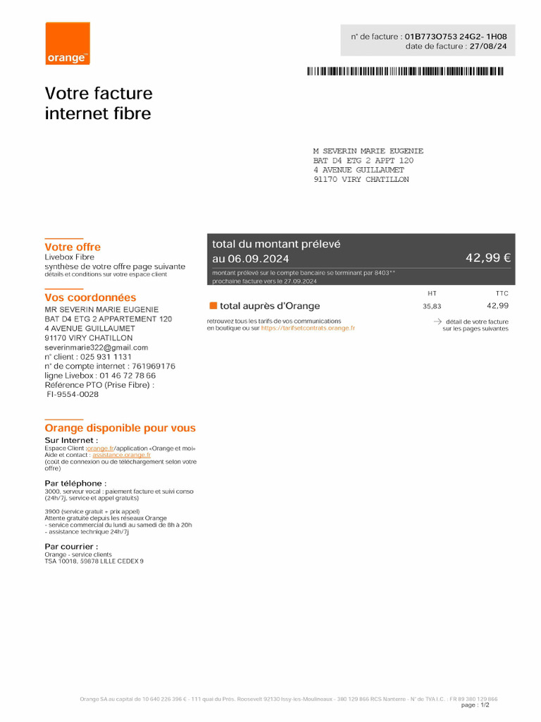 Facture Orange Severin | PDF
