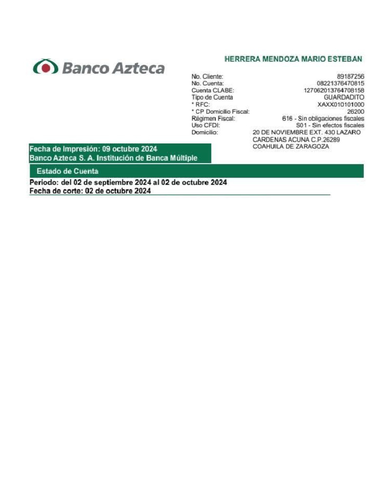 caratula de cuenta bancaria | PDF
