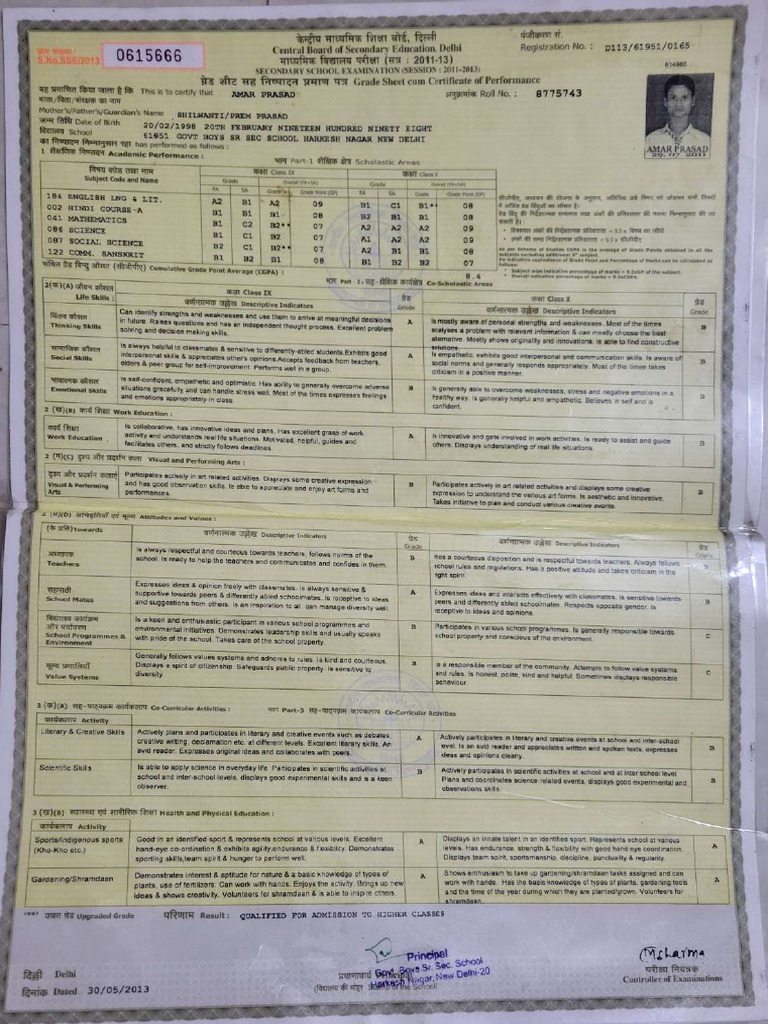 10th Marksheet - Compressed | PDF | Science