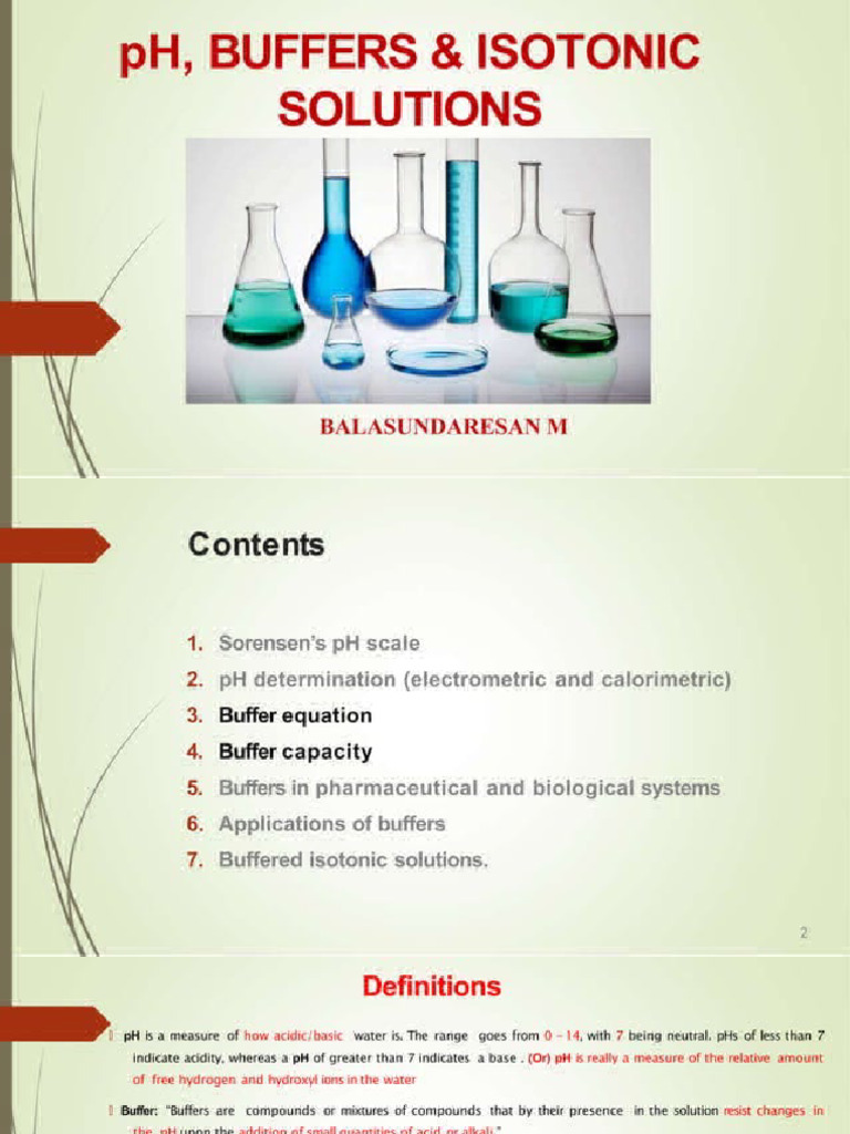 PH Buffers Isotonic Solutionspptx | PDF