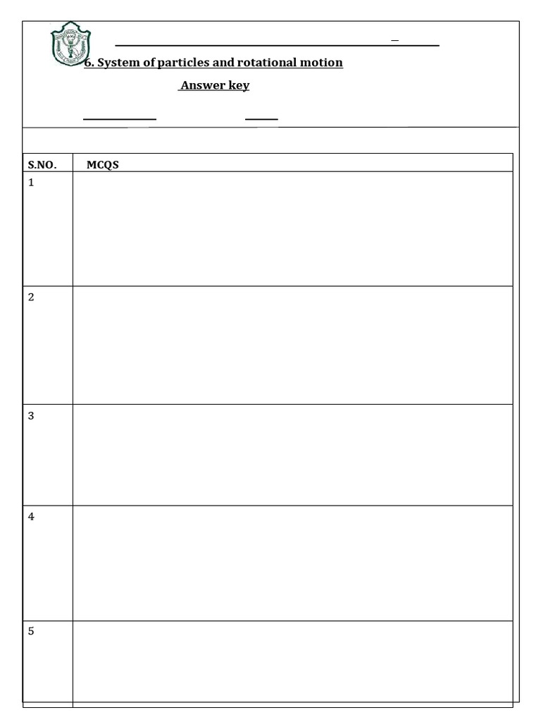 Chapter 6 WS Ak | PDF | Rotation Around A Fixed Axis | Torque