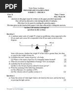 Class 11 Physics Sample Paper | PDF | Acceleration | Force