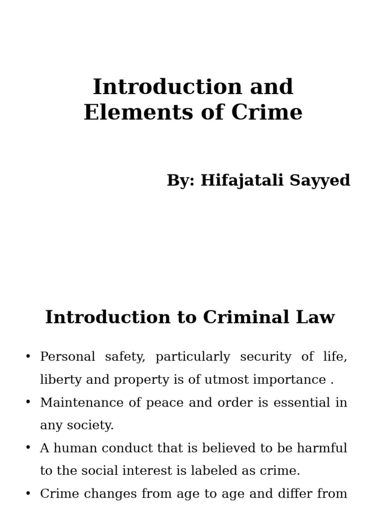 Introduction, Elements of Crime | PDF | Tort | Mens Rea