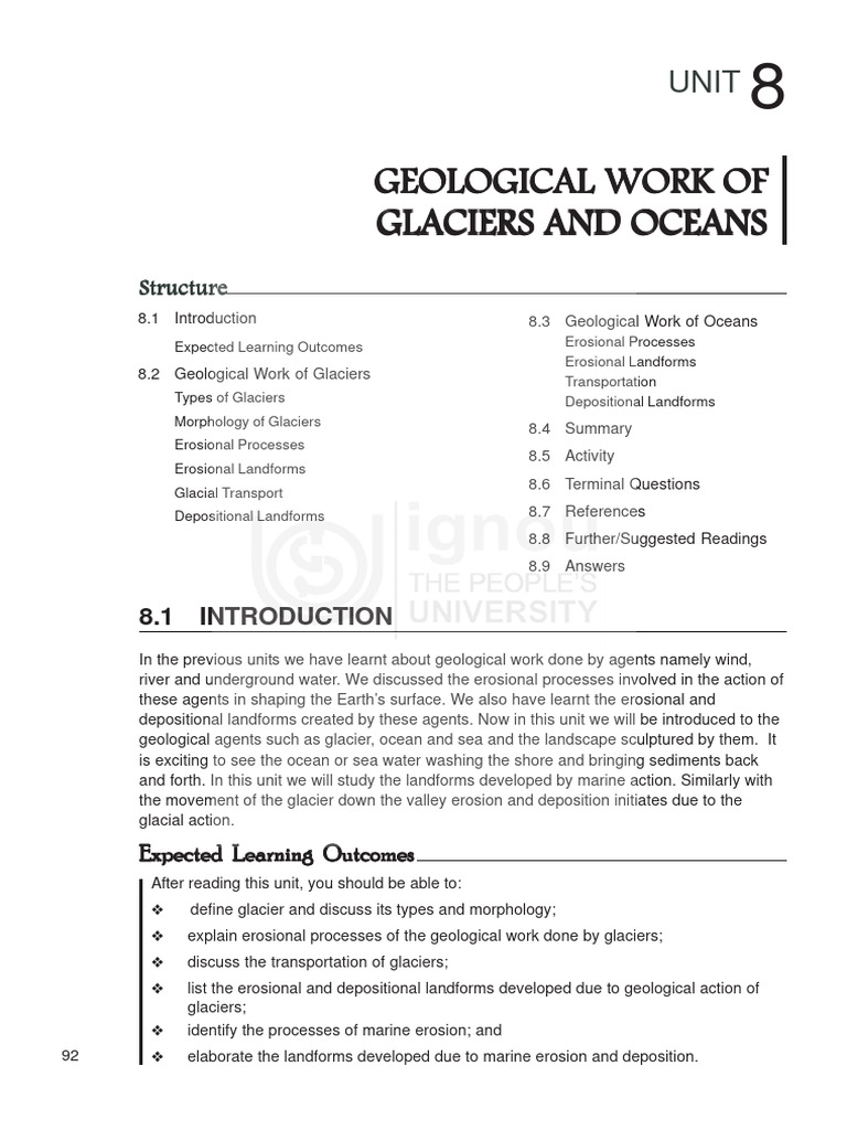 Geological Work of Glaciers and Oceans | PDF | Glacier | Erosion
